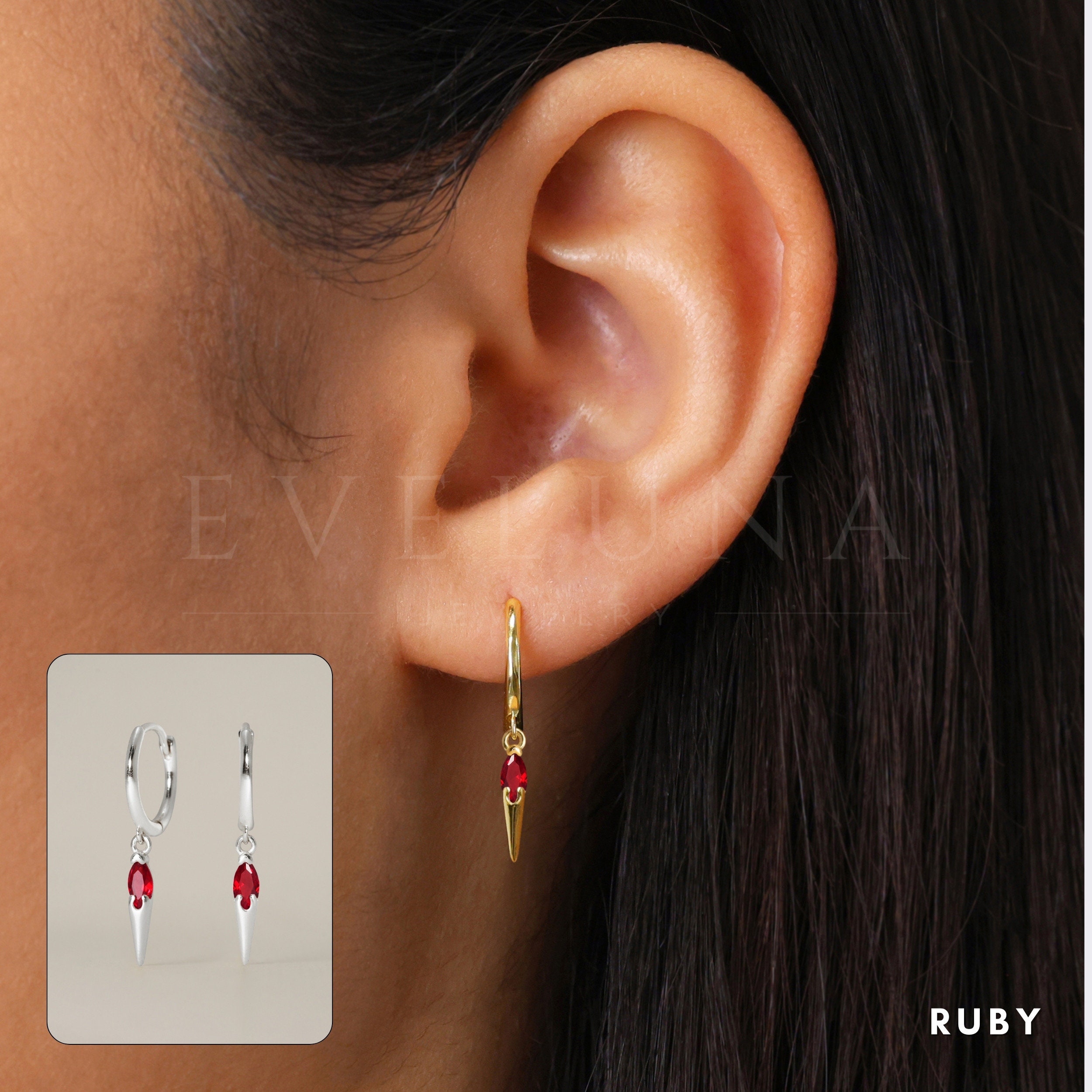 HOOPS: Diamond Dangle Spike Hoop Earrings • Diamond Earring ...