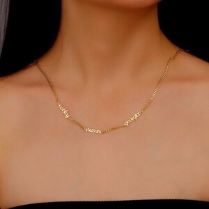 One Two Three Name Necklace Gold, 1 2 3 Multiple Name Necklace, Personalized Dainty Necklace ...