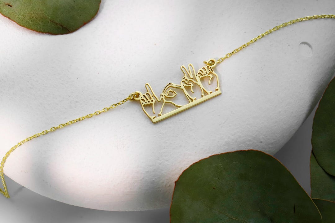 Personalized Sign Language Necklace: Hand Gesture Custom Jewelry in ...