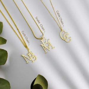 Custom Interlocking Initials Necklace: Sterling Silver, Gold or Rose - Etsy