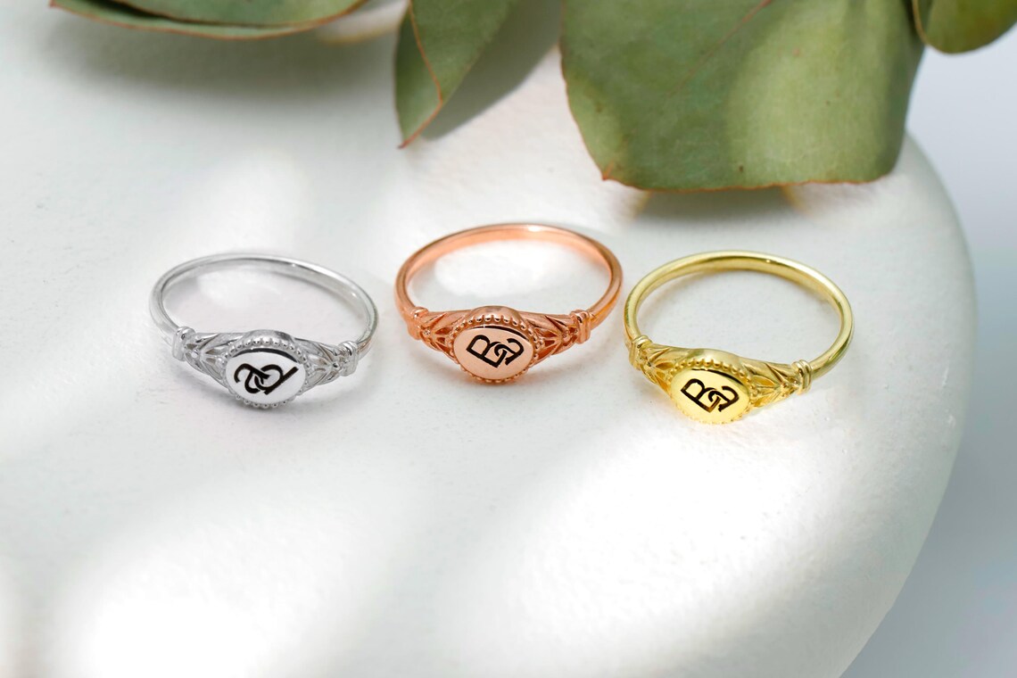 Intertwined Initial Ring: Sterling Silver Personalized Monogram - Etsy