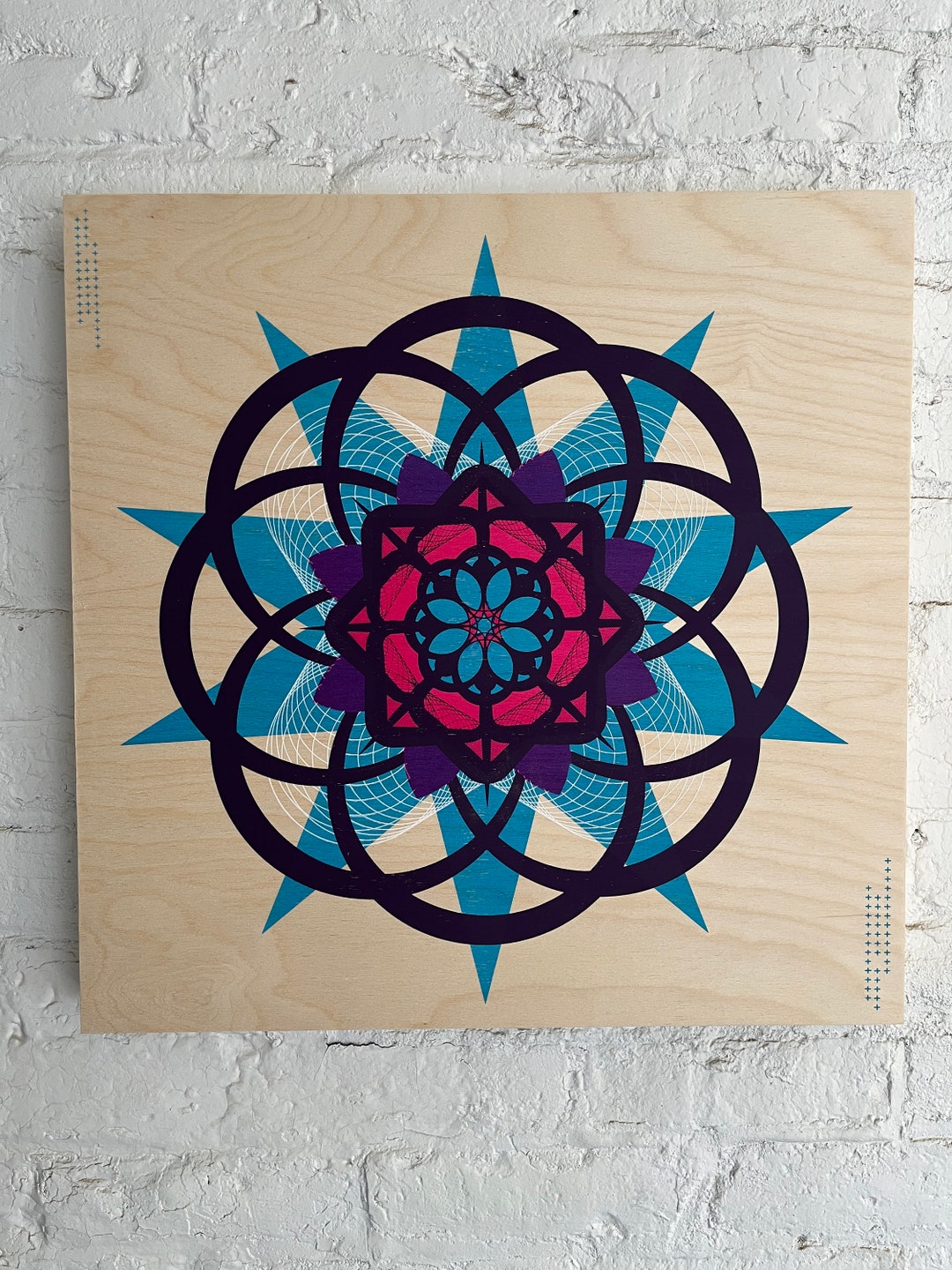 Mandala Screen Print on Wood Panel - Etsy