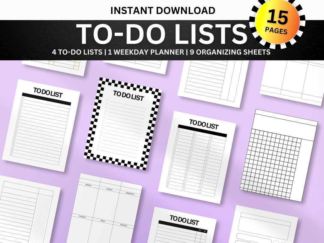 Checkered To-do List, Daily Task Organizer, Chic Checkered Design ...