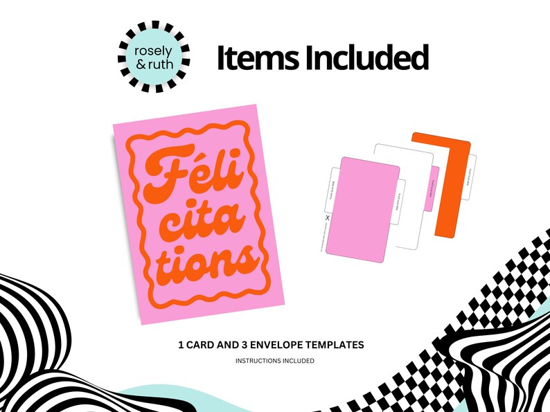 Félicitations Card, Congratulations Card, Chic Celebration Card, Trendy ...