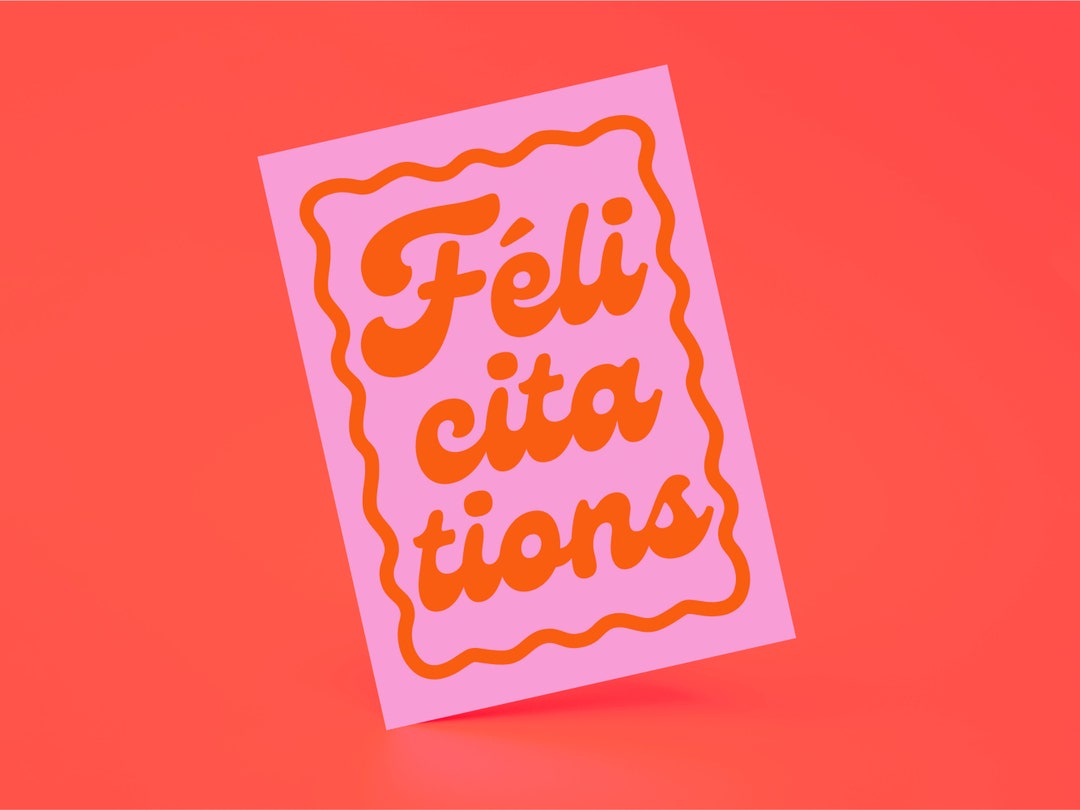 Félicitations Card, Congratulations Card, Chic Celebration Card, Trendy ...