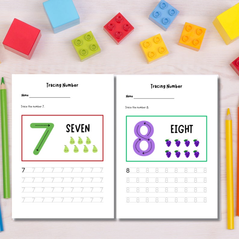 10 Printable, Number Tracing Worksheets, Pre-school and Pre-k, Numbers ...