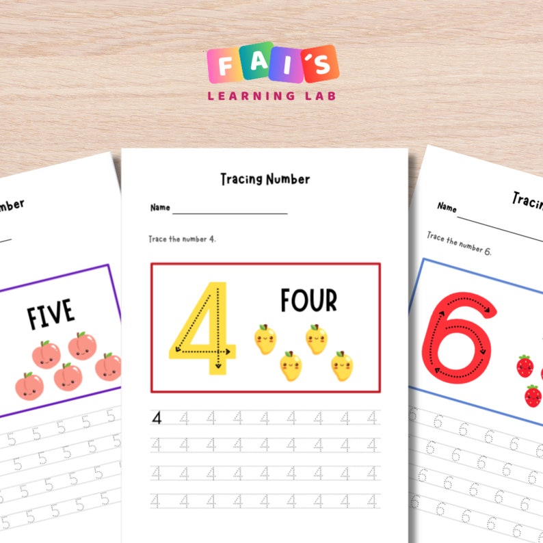10 Printable, Number Tracing Worksheets, Pre-school and Pre-k, Numbers ...