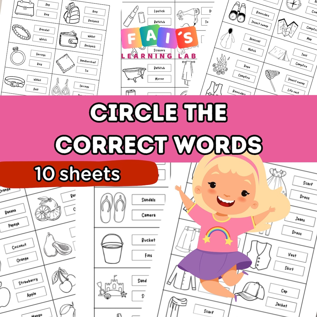 15 Printable, Circle the Correct Words Worksheets for Kindergarten 1st ...