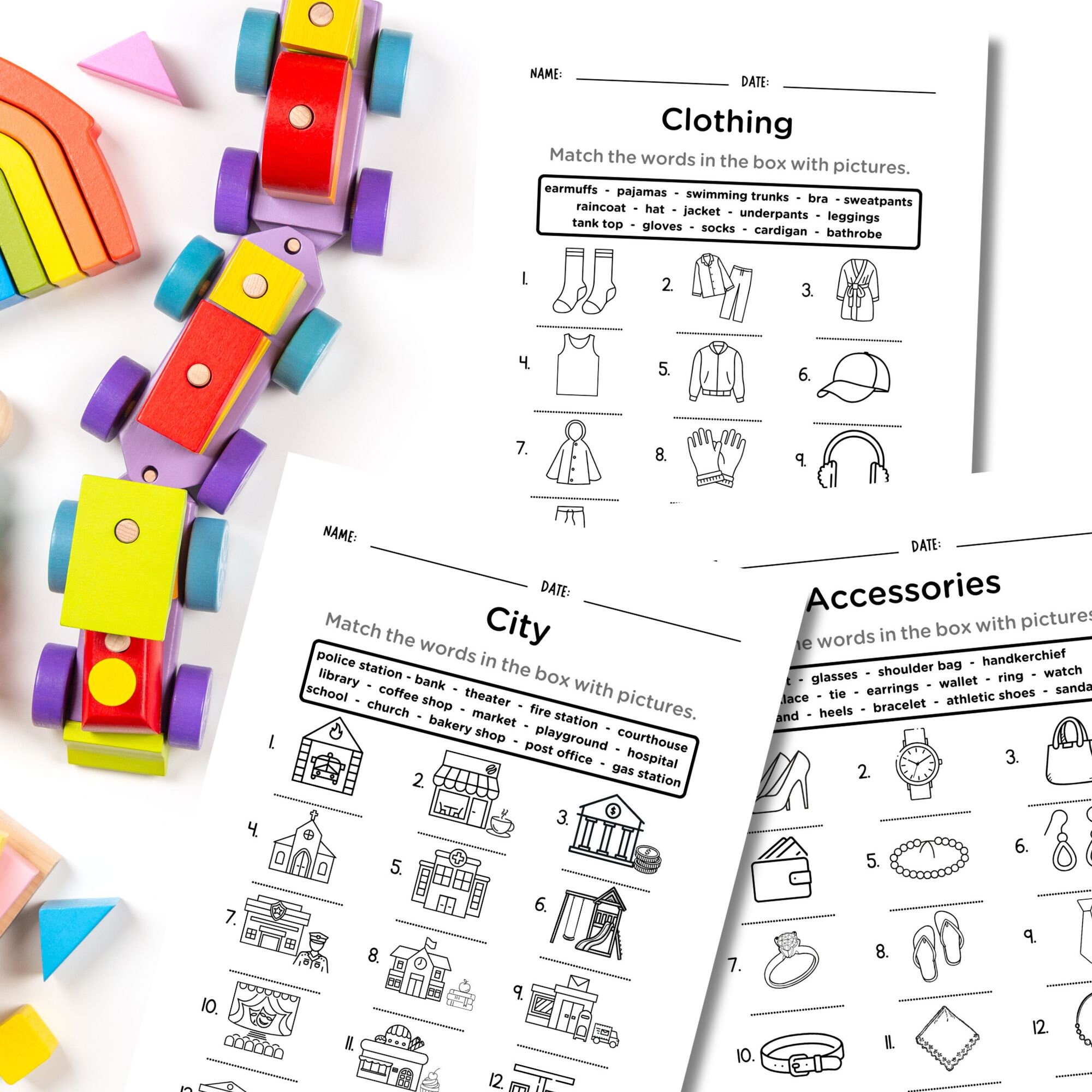 20 Printable Matching Worksheets,match the Picture,preschool Worksheets ...
