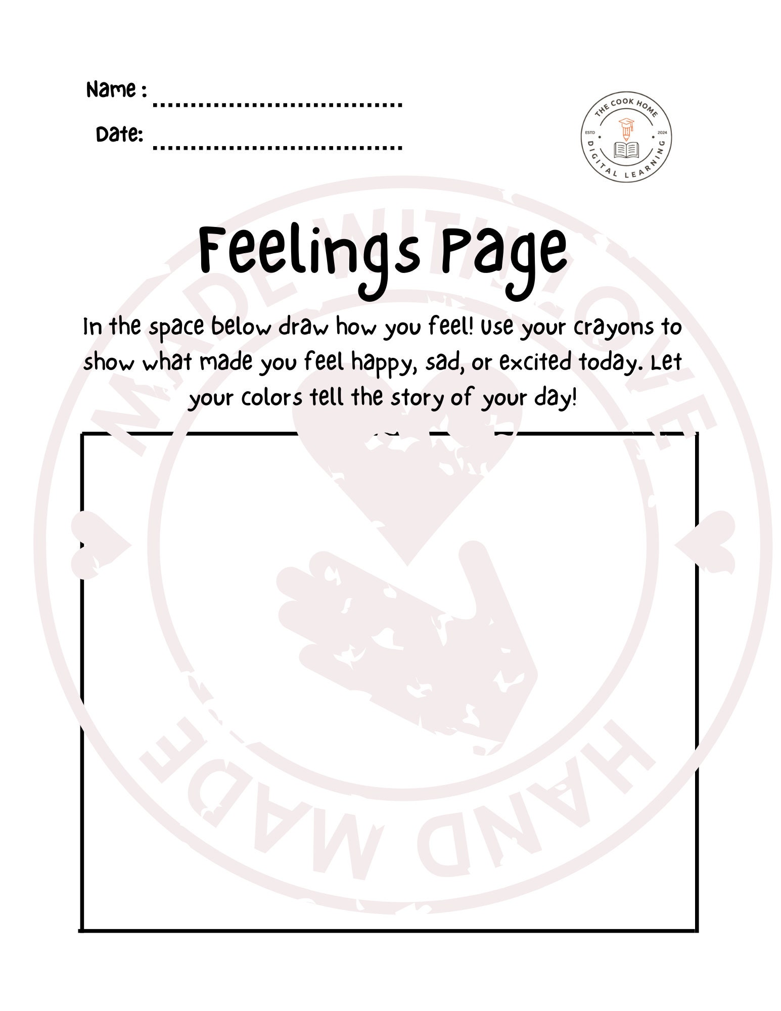 PRINTABLE Interactive Feelings Workbook for Kids Fun Drawing Tool for ...
