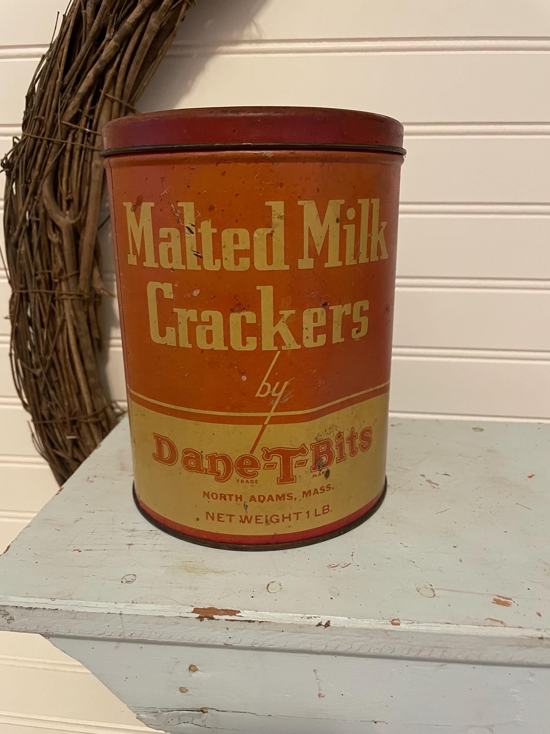 Vintage Dane-t-bits Malted Milk Crackers Tin - Etsy