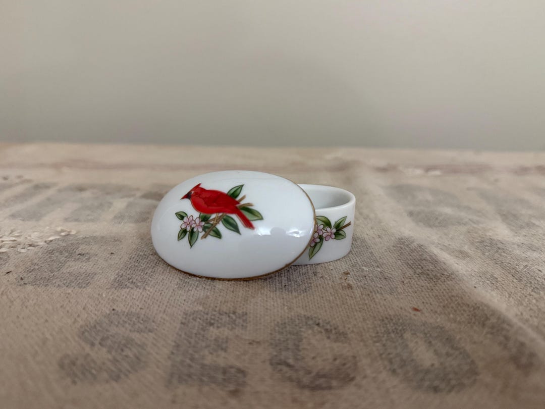 Vintage Lefton Cardinal Trinket Box - Etsy