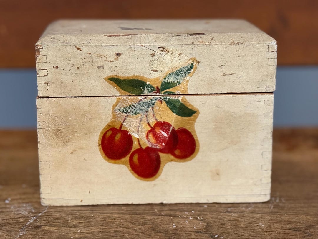 Vintage Cherry Recipe Box - Etsy
