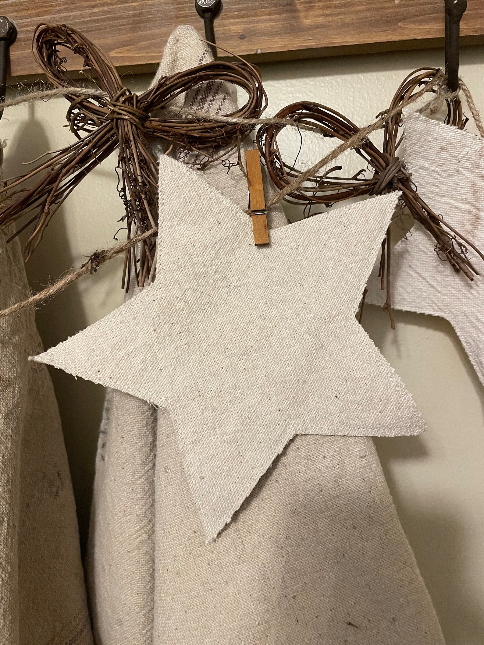 Vintage Grain Sack Star Garland - Etsy