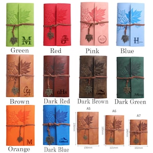 Vintage Maple Leaf Notebook, Personalized Vegan Leather Notebook ...