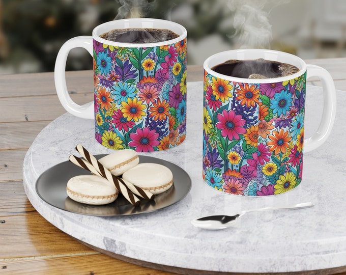 Flower Patter With Vibrant Colors, Perfect Gift, Unique Mug Gift for ...