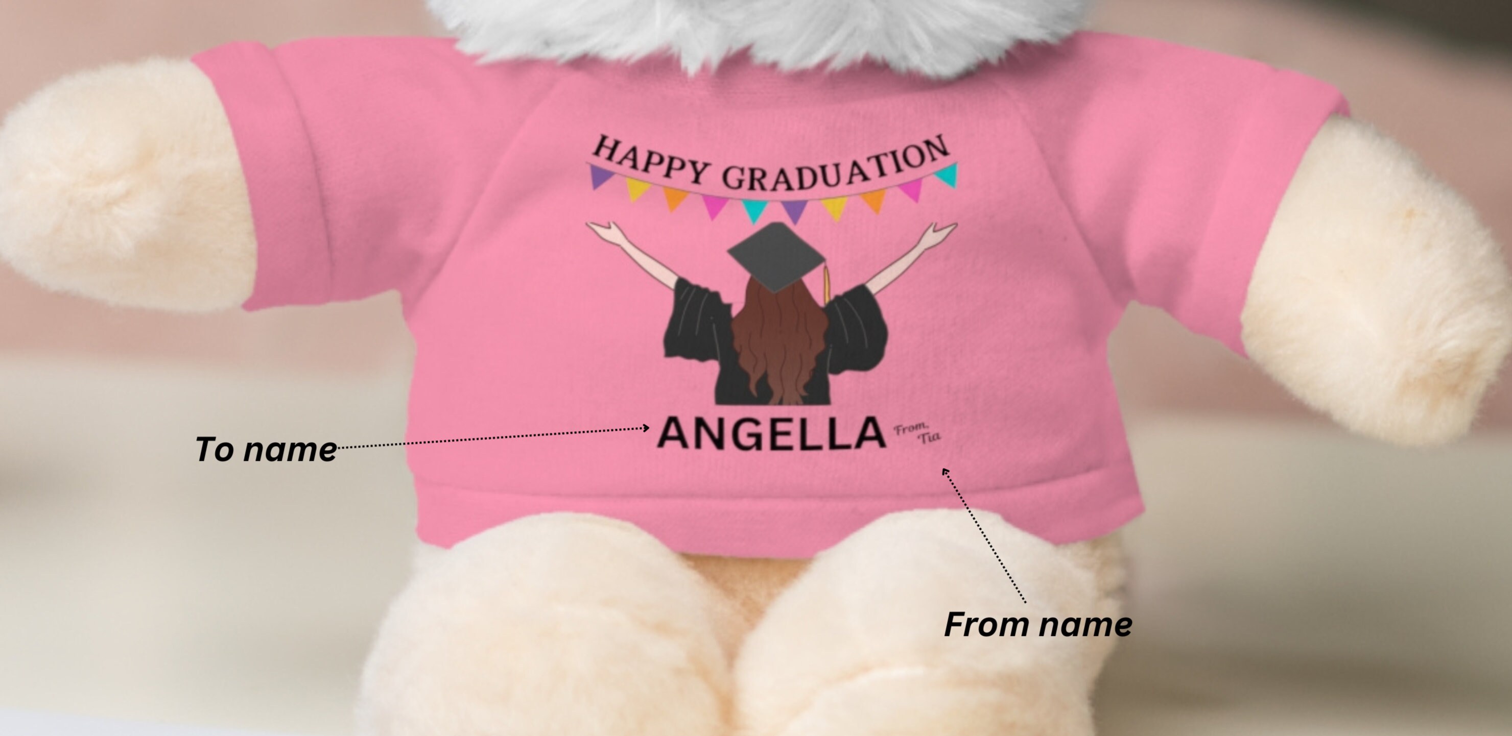 Stuffed Bunny Personalized Graduation Day Gifts, Happy Graduation Day ...