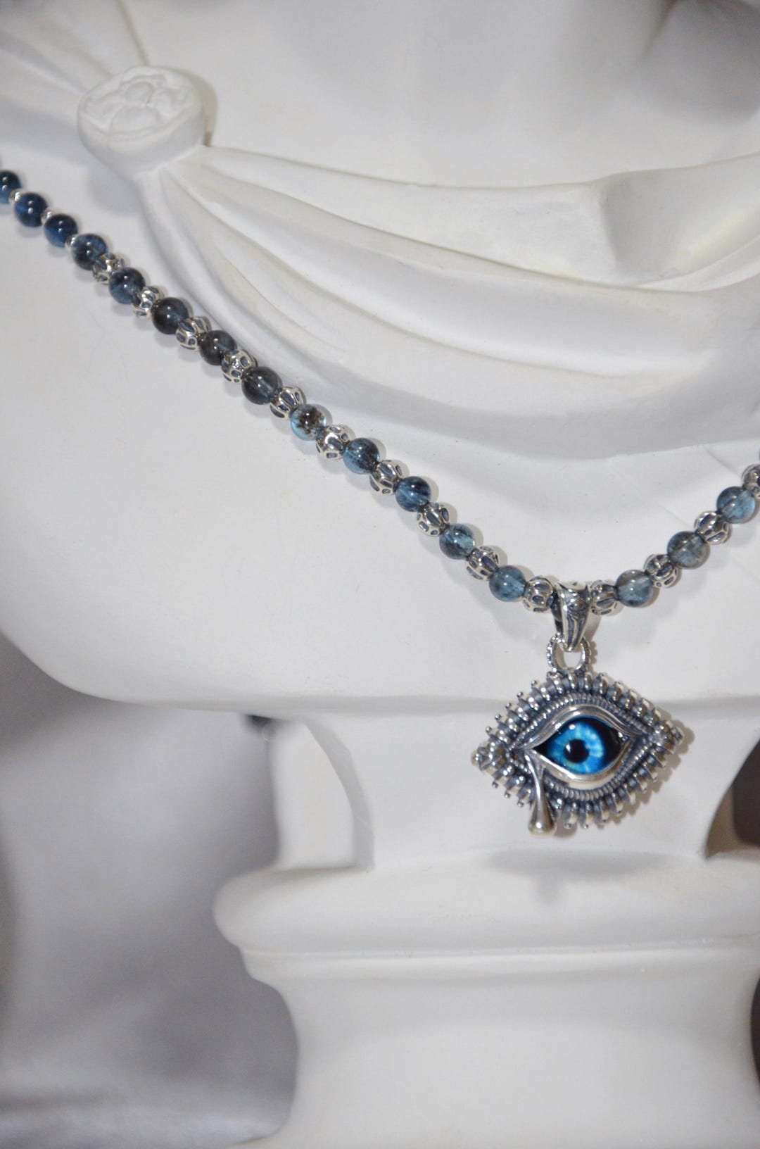 Devil Blue Aquamarine Eye of Horus Pendant, S925 Silver Components - Etsy