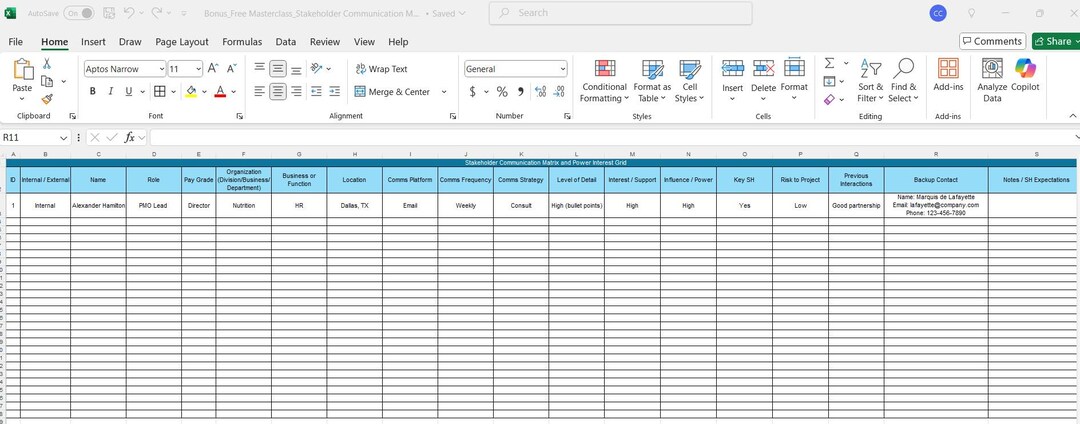Stakeholder Management Excel Template | Editable Project Register & Log ...