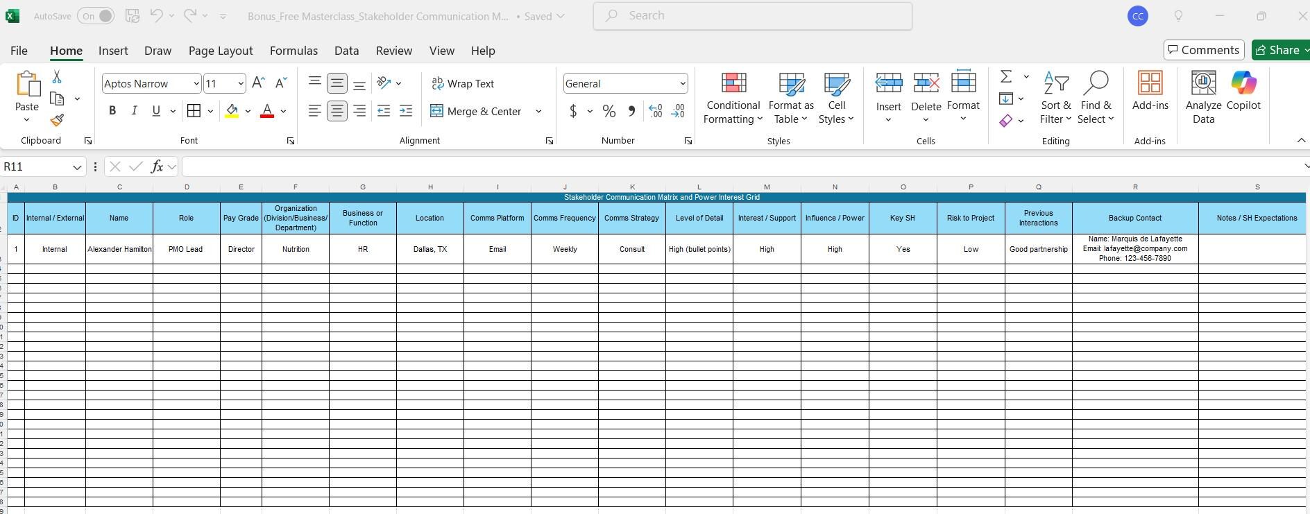 Stakeholder Management Excel Template | Editable Project Register & Log ...