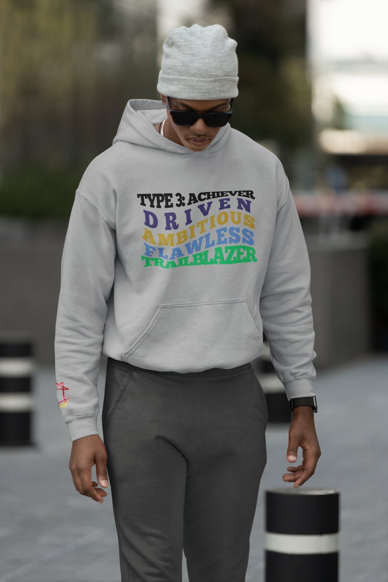 Enneagram Type 3: Achiever Hoodie | Curve Blue Sweater | Retro Vintage ...