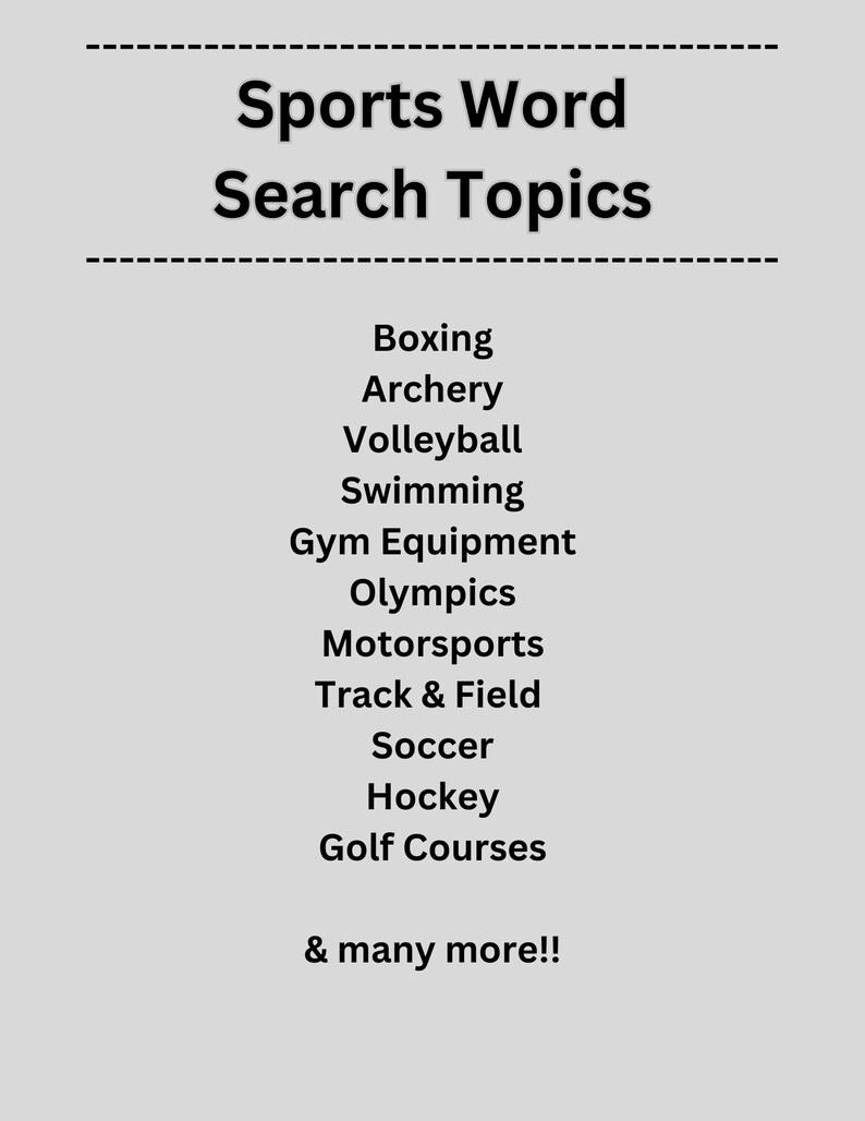 Sports Themed Word Searches, Digital Download: 50 Printable Pages With ...
