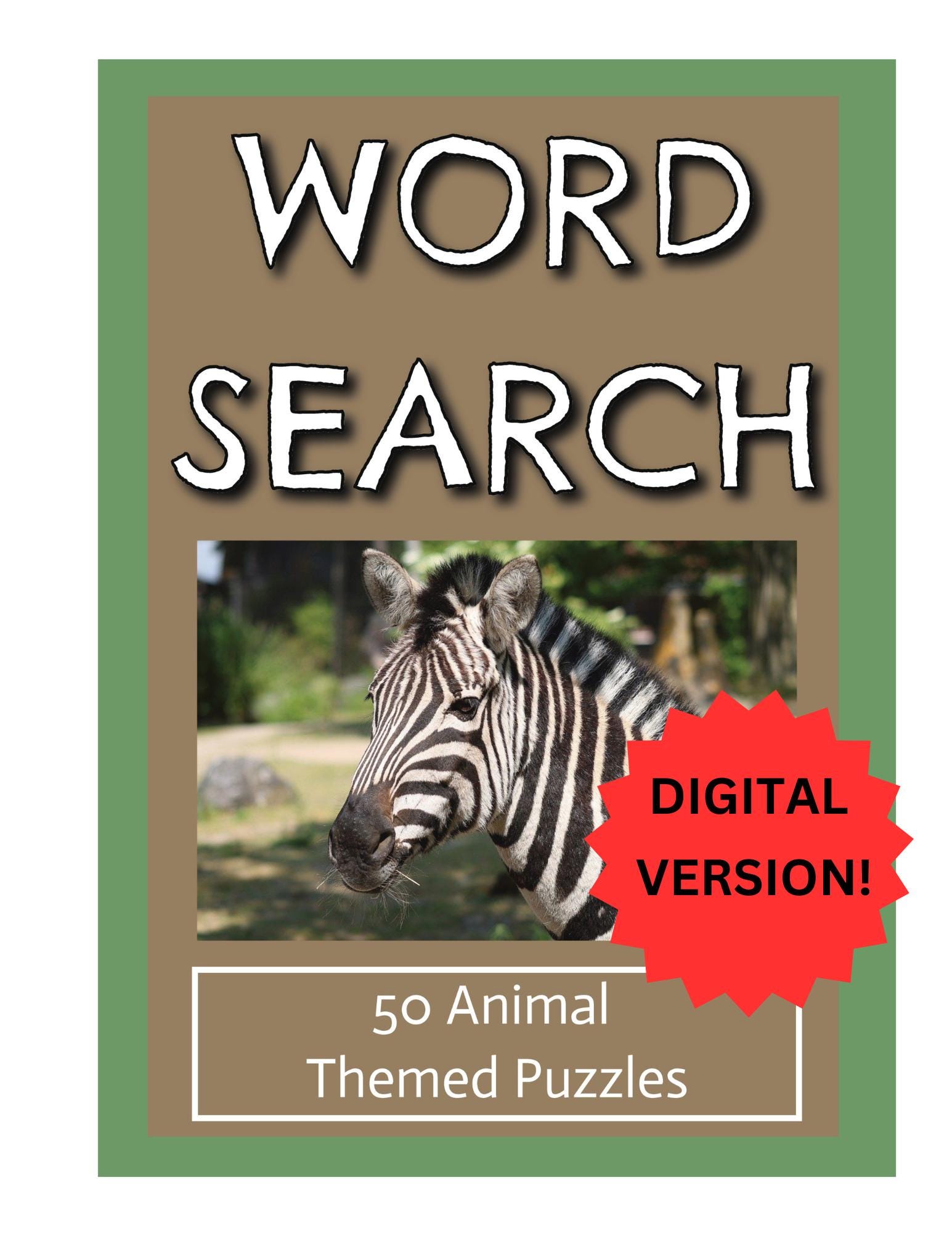 Animal Themed Word Searches, Digital Download: 50 Printable Pages With ...