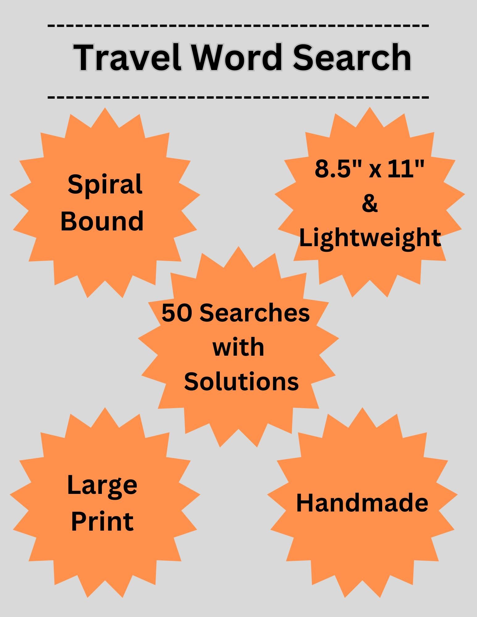 Travel Themed Word Search Book - 50 Word Puzzles - Etsy