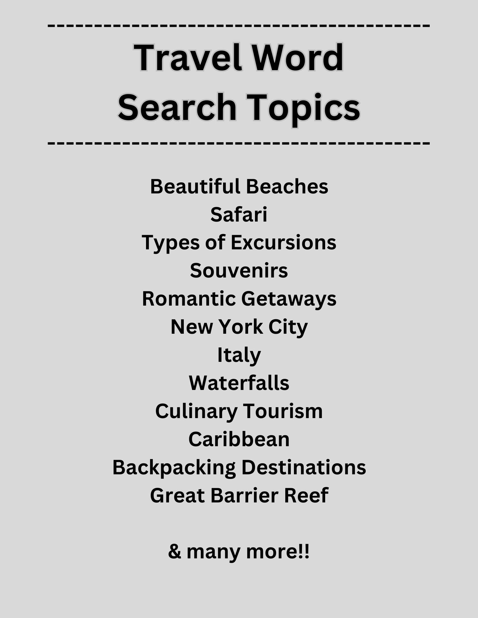 Travel Themed Word Searches, Digital Download: 50 Printable Pages With ...