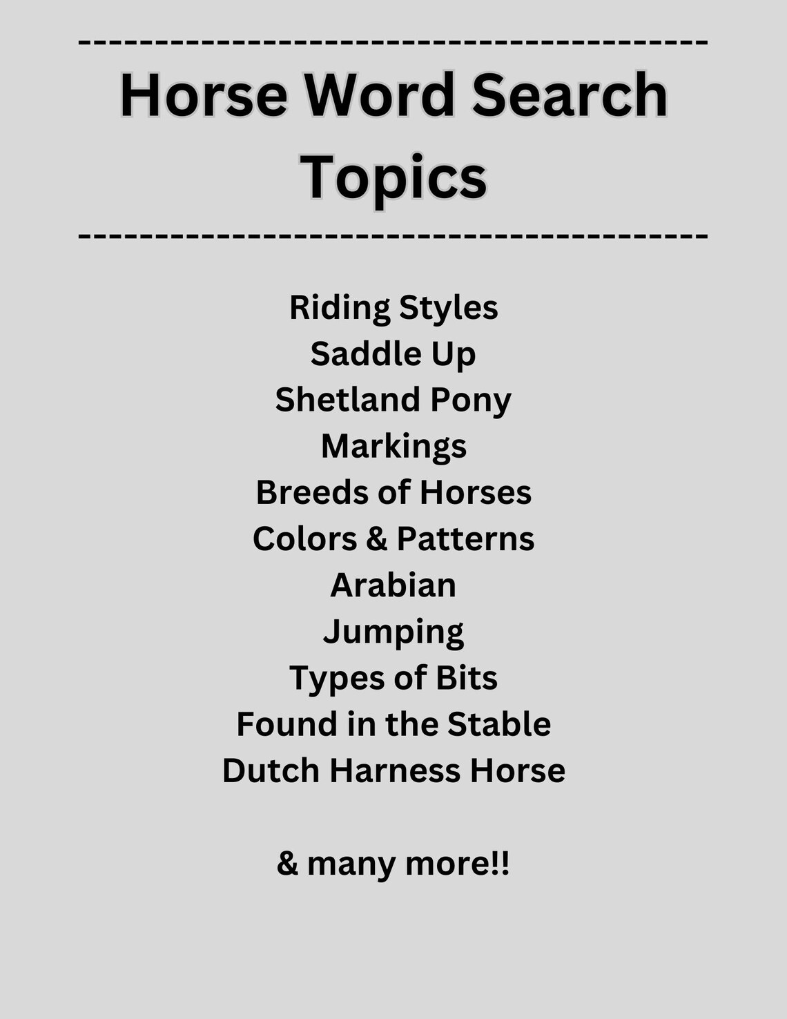 Horse Themed Word Searches, Digital Download: 50 Printable Pages With ...