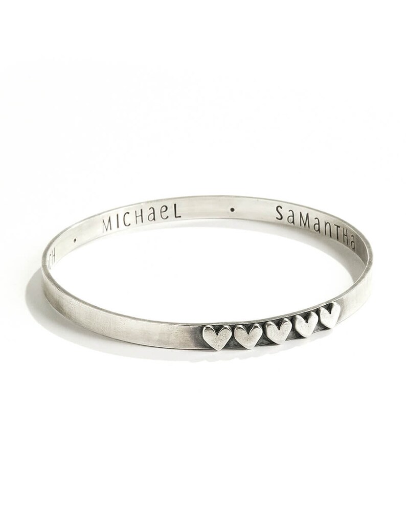 Sterling Silver Bangle Bracelet Heart & Message Bracelet - Etsy