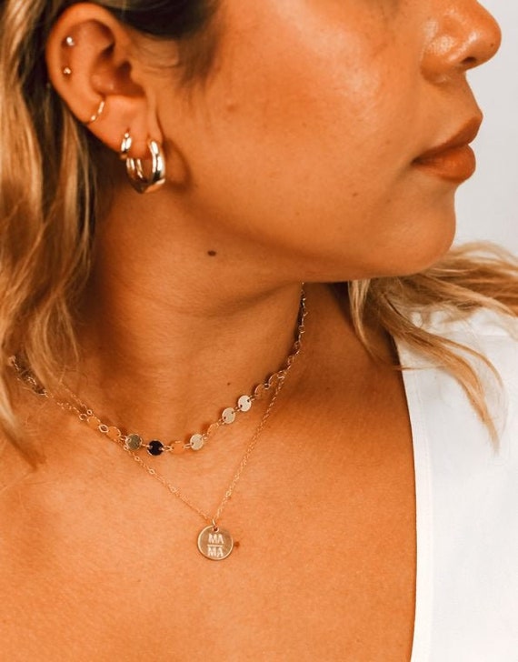 Gold Mama Layering Set of 2 Necklaces for Mom Mama Gold Disc - Etsy UK