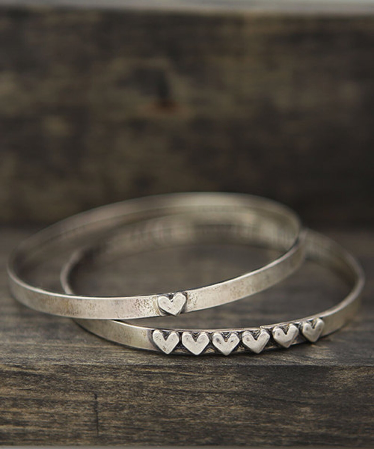 Sterling Silver Bangle Bracelet Heart & Message Bracelet - Etsy