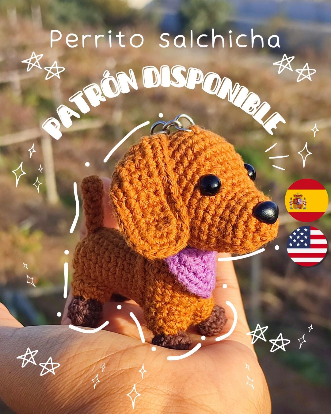Patrón perro salchicha amigurumi, llavero de perro , dachshund dog ...