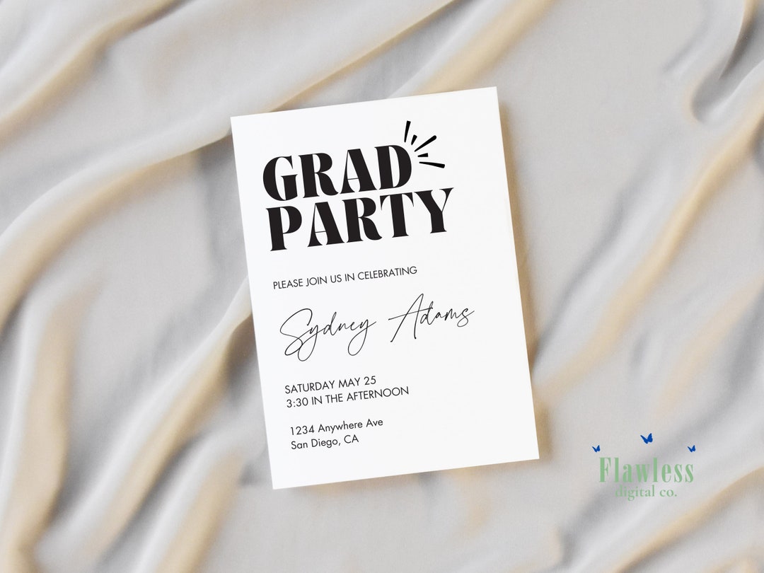 Bold Grad Party Invitation Template | Fun Graduation Party Invitation ...