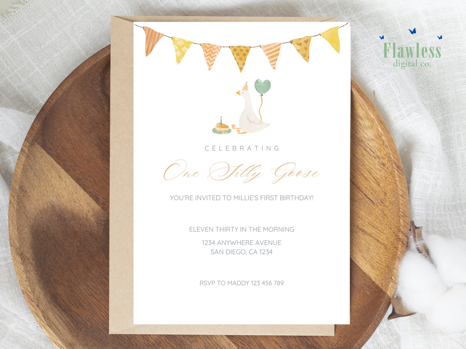 One Silly Goose Invitation Template | Silly Goose Invitation | First ...