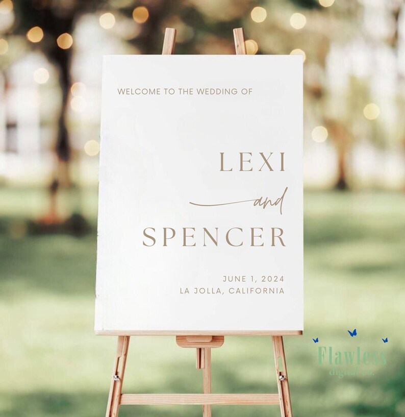 Coastal Aesthetic Wedding Welcome Sign Template | Coastal Minimalist ...