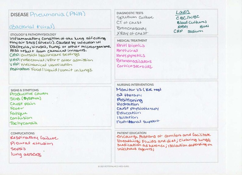 Respiratory Nursing Concept Maps: Lung Cancer, Pneumonia, Tuberculosis ...