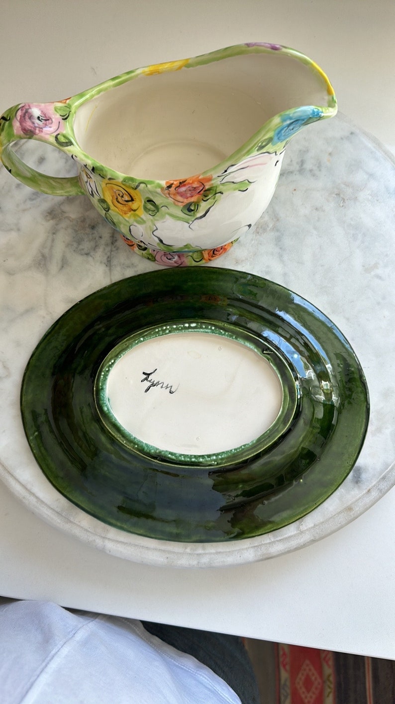 Hand Painted Gravy Boat & Plate - Etsy