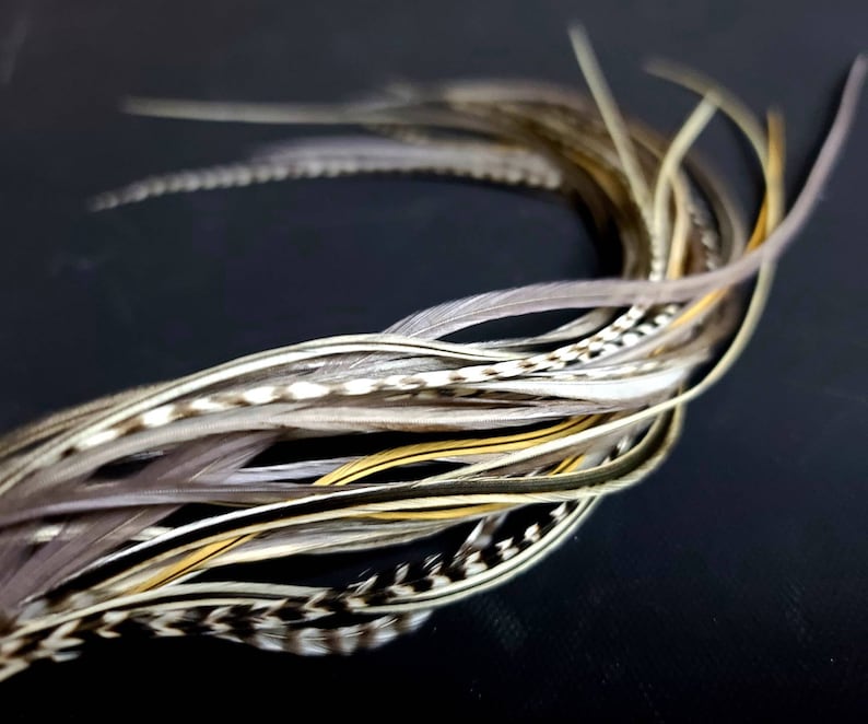 YUMMY SILVER Skinny Feathers 5 Beads Long Hair Feathers - Etsy