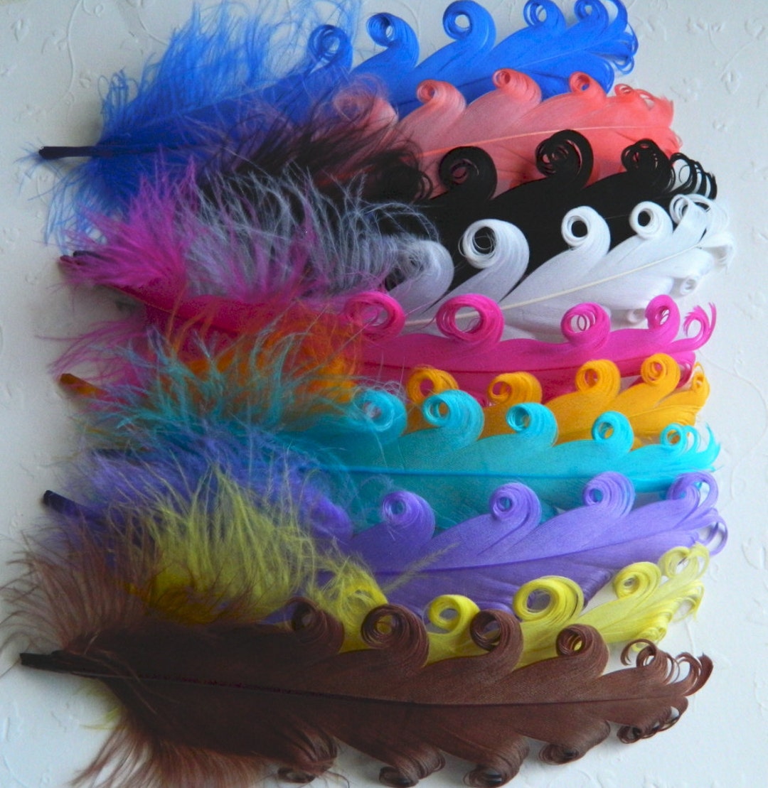 NAGORIE CURLED Feathers, Curled Goose Satinette Feathers, Millinery ...