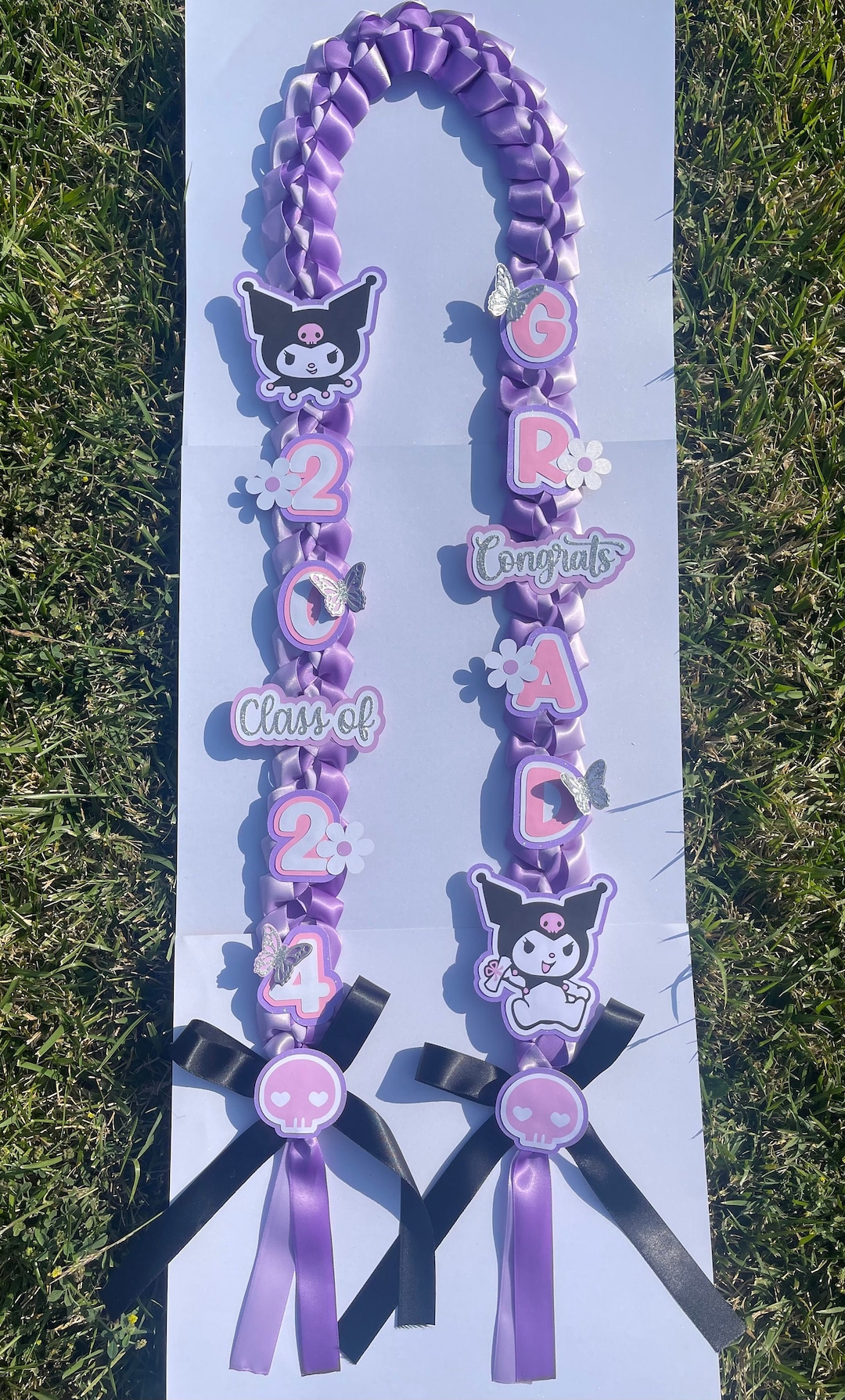 Kuromi Graduation Lei/ Purple Kuromi Ribbon Lei/ Grad Gifts/ Congrats ...
