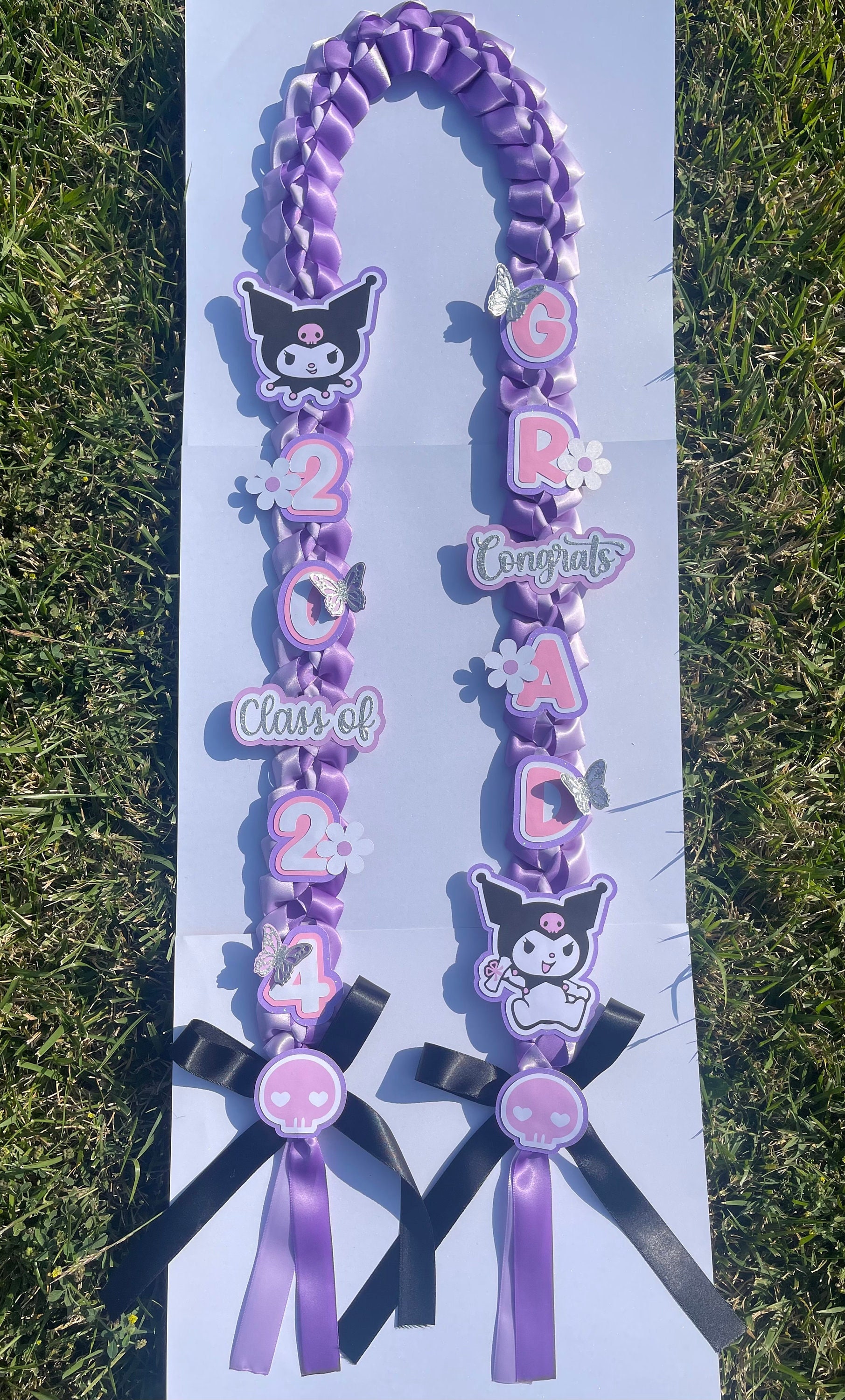 Kuromi Graduation Lei/ Purple Kuromi Ribbon Lei/ Grad Gifts/ Congrats ...