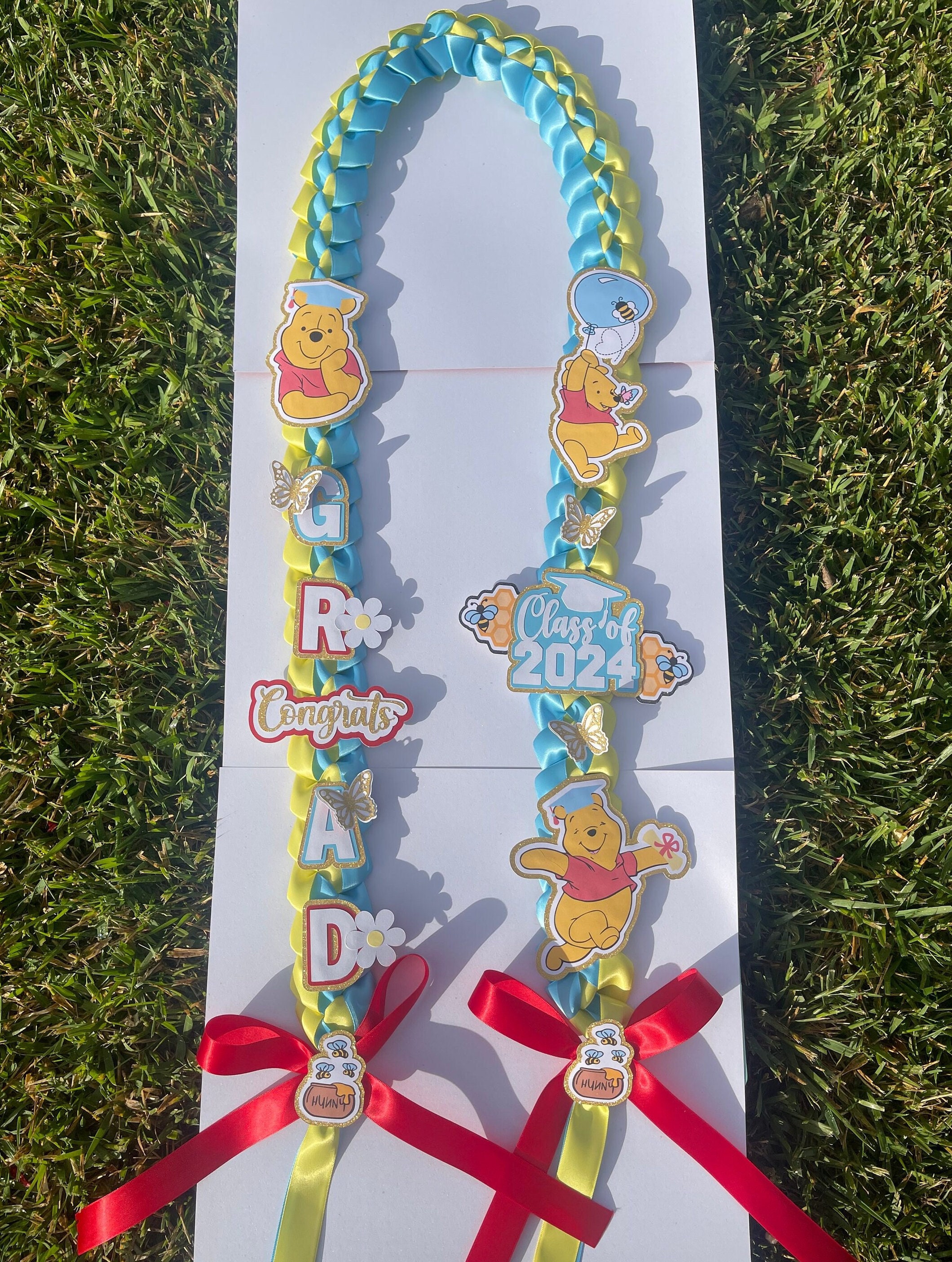 Winnie the Pooh Graduation Lei/ Pooh Bear Ribbon Lei/ Grad Gifts ...