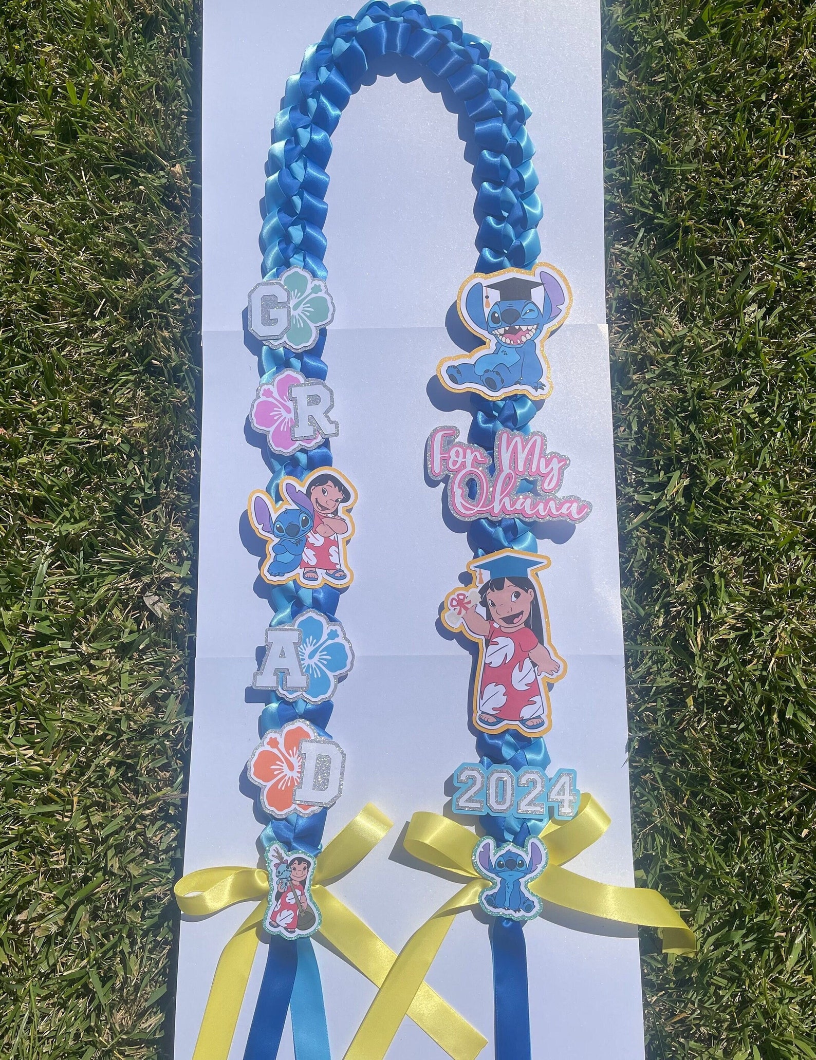 Lilo & Stitch Graduation Lei/ Stitch Blue Ribbon Lei/ Grad Gifts ...