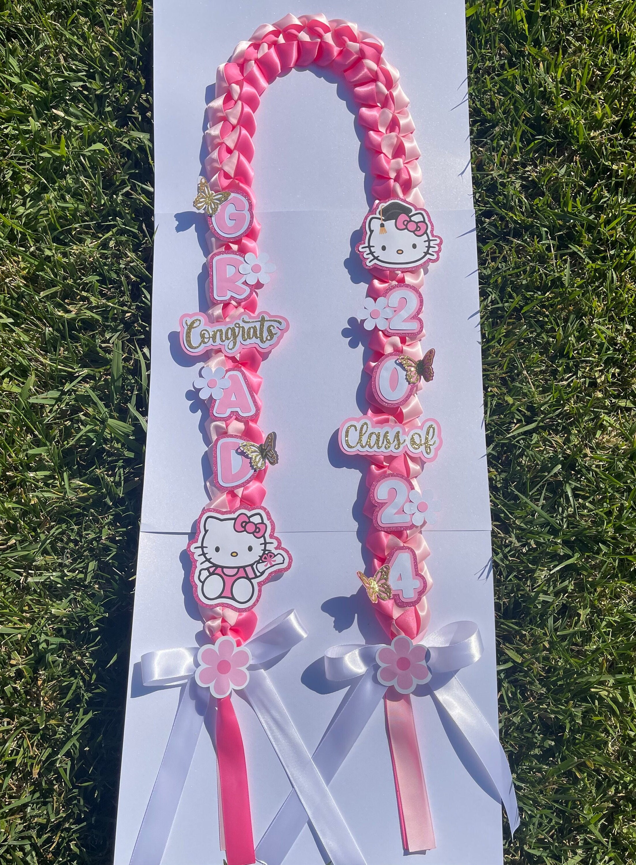 Hello Kitty Graduation Lei/ Pink Cute Kitty Ribbon Lei/ Grad Gifts ...