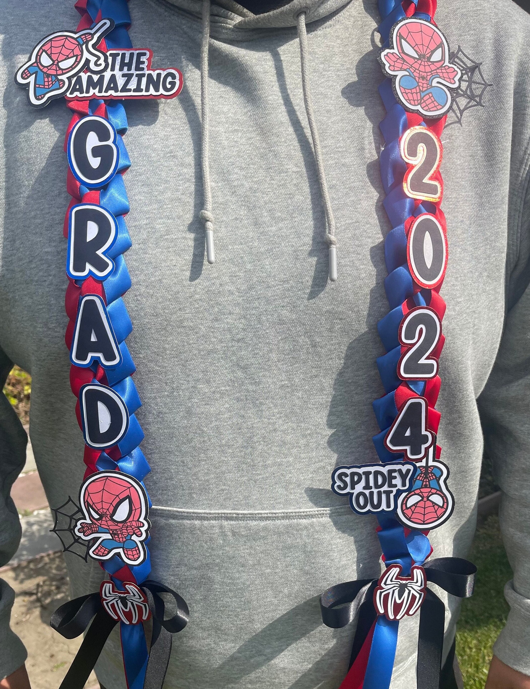 Spiderman Graduation Lei/ Red and Blue Spiderman Ribbon Lei/ Grad Gifts ...