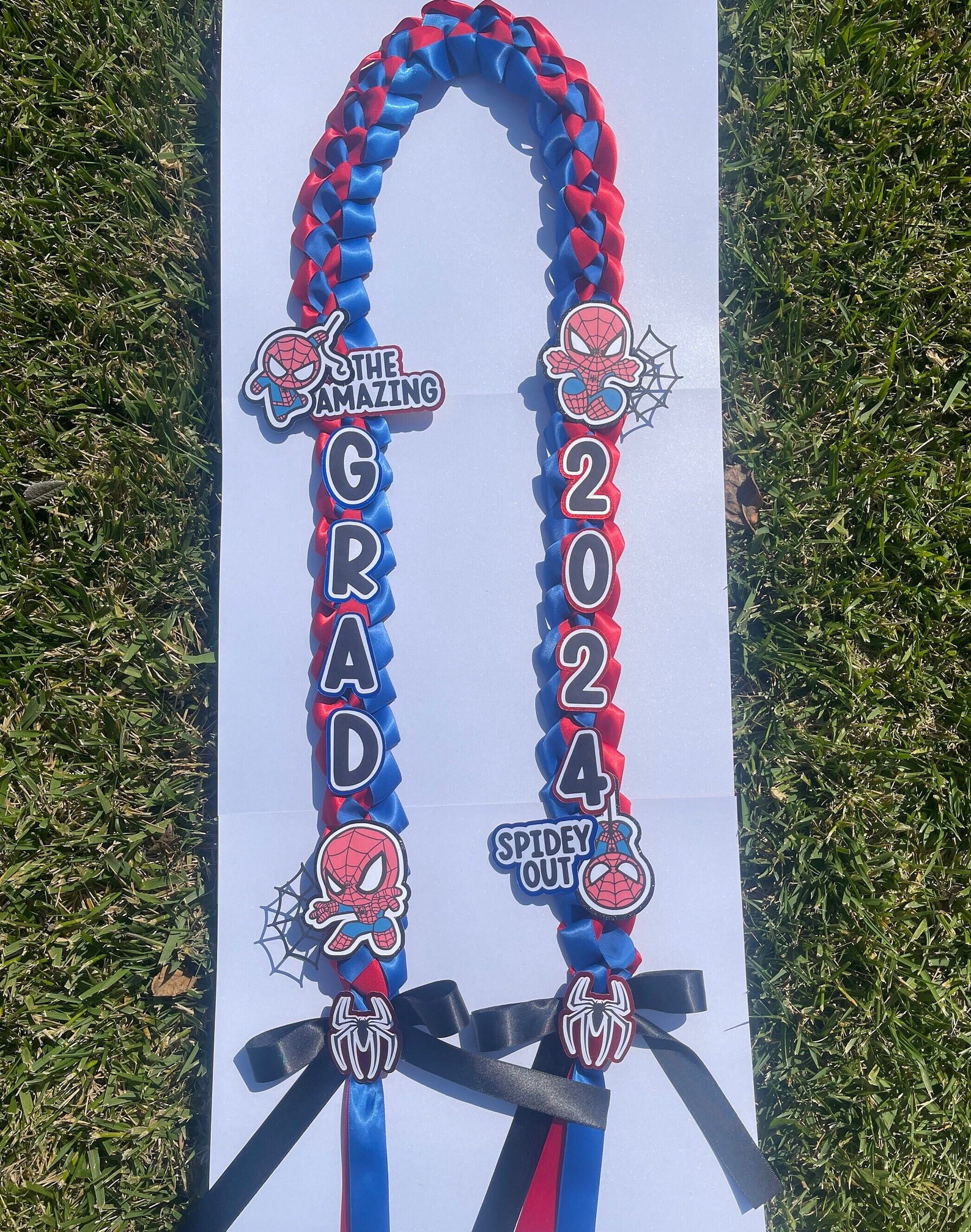 Spiderman Graduation Lei/ Red and Blue Spiderman Ribbon Lei/ Grad Gifts ...