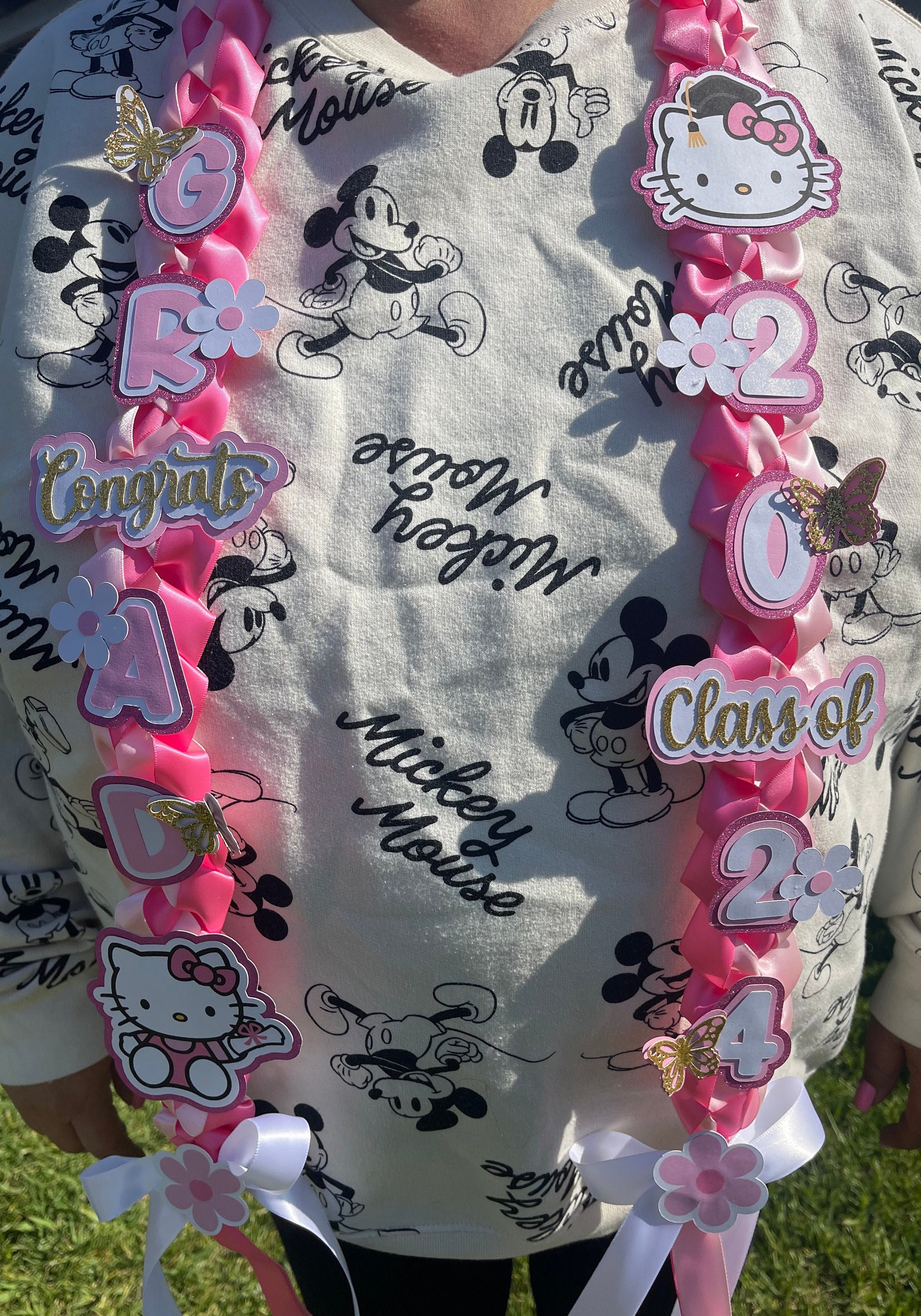 Hello Kitty Graduation Lei/ Pink Cute Kitty Ribbon Lei/ Grad Gifts ...