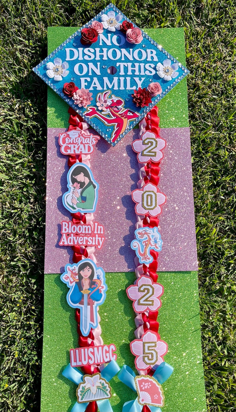 Princess Mulan Graduation Bundle/princess Grad Cap Topper & Grad Lei ...